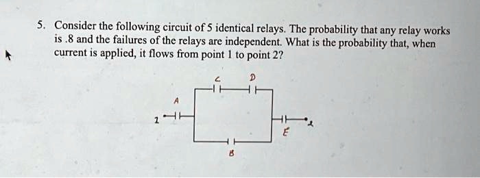 SOLVED: Consider the following circuit of 5 identical relays. The probability that any relay ...