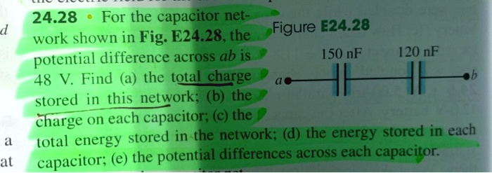 SOLVED: For the capacitor network shown in Fig: E24.28, the potential ...