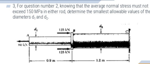 Solved 3 For Question Number 2 Knowing That The Average Normal Stress Must Not Exceed 150