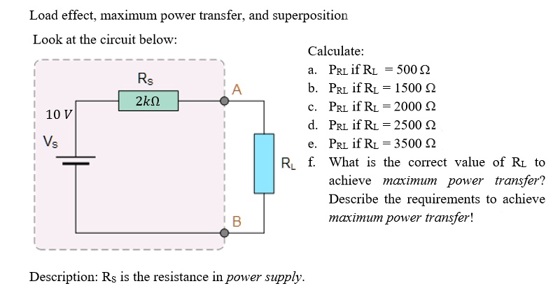 Solvedload Effect Maximum Power Transfer And Superposition Look At The Circuit Below 
