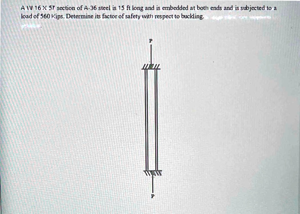 SOLVED: A W16x57 section of A-36 steel is 15 ft long and is embedded at ...