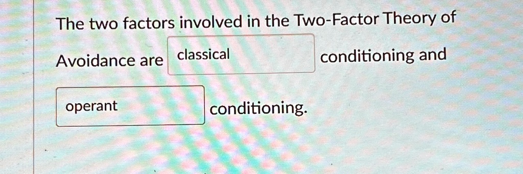 The two factors involved in the Two-Factor Theory of Avoidance are ...
