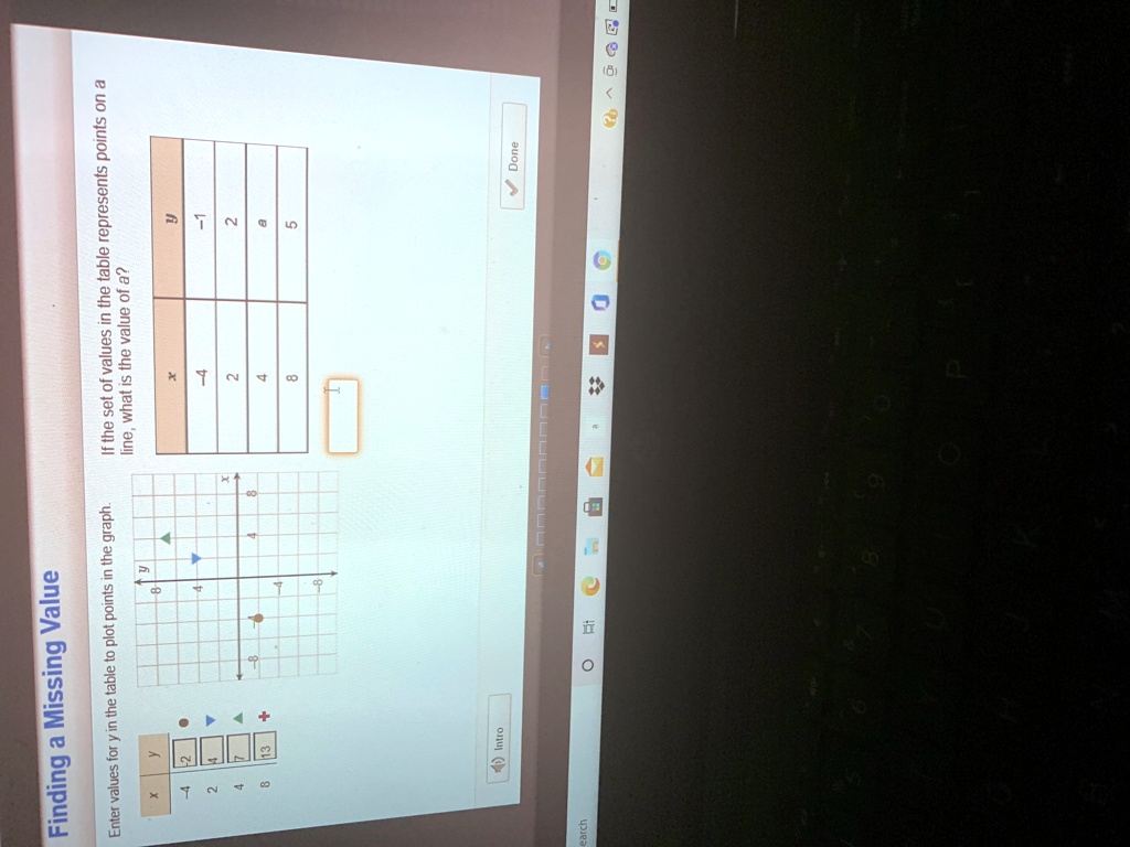 SOLVED: 'If the set of values in the table represents points on a line, what is the value of a ...
