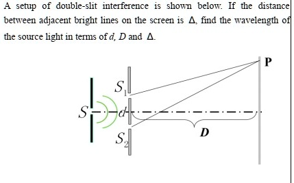 SOLVED: setup double-slit interference shown below: If the distance ...