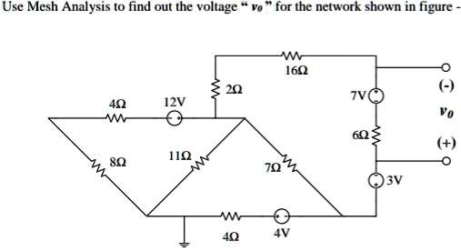 SOLVED: Use Mesh Analysis to find out the voltage for the network shown ...