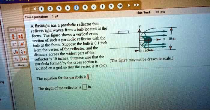 SOLVED: ' A flashlight has a parabolic reflector that reflects light ...