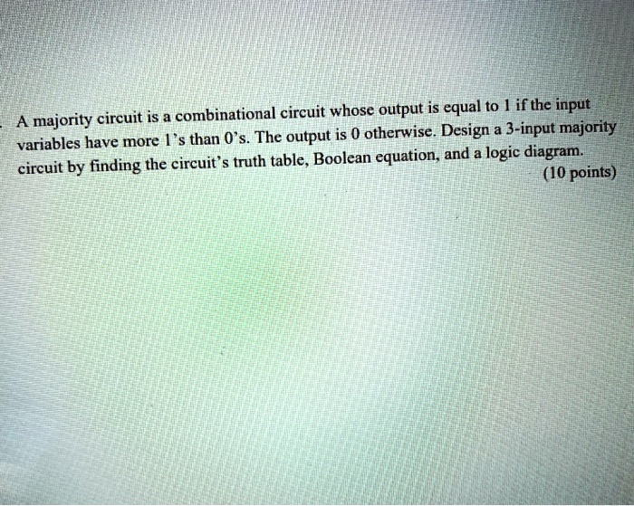 Solved A Majority Circuit Is A Combinational Circuit Whose Output Is Equal To 1 If The Input
