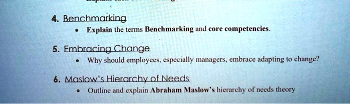 SOLVED: 4. Benchmarking: Explain the terms Benchmarking and core ...