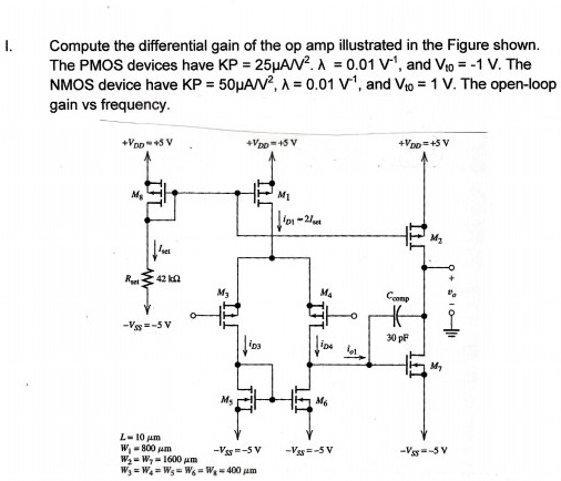 1. Compute the differential gain of the op amp illustrated in the ...