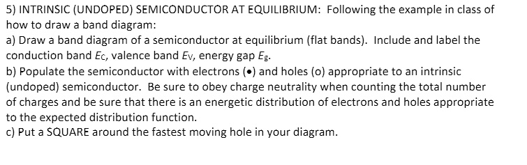 SOLVED: 5) INTRINSIC (UNDOPED) SEMICONDUCTOR AT EQUILIBRIUM: Following ...