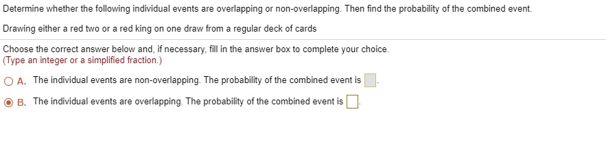 SOLVED: Determine whether the following individual events are overlapping or non-overlapping ...