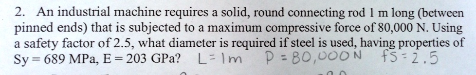 2.An industrial machine requires a solid, round connecting rod 1 m long ...