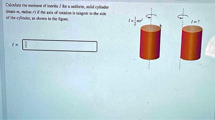 calculate the momcnt of inertia uniform solid cylinder mass rdius if thc axis of rotation is ...