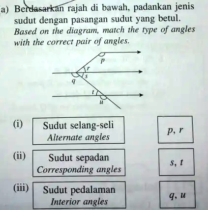 SOLVED: Based on the diagram, match the type of angles with the correct ...