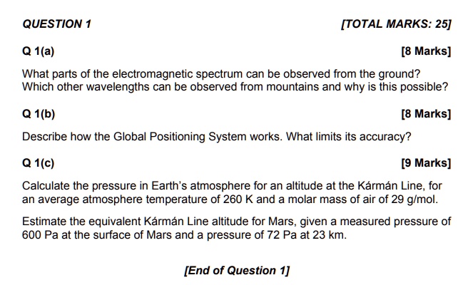 SOLVED: QUESTION [TOTAL MARKS: 25] Q 1(a) [8 Marks] What parts of the electromagnetic spectrum ...