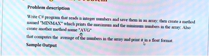 Solved Problem Description Write A C Program That Reads N Integer Numbers And Saves Them In