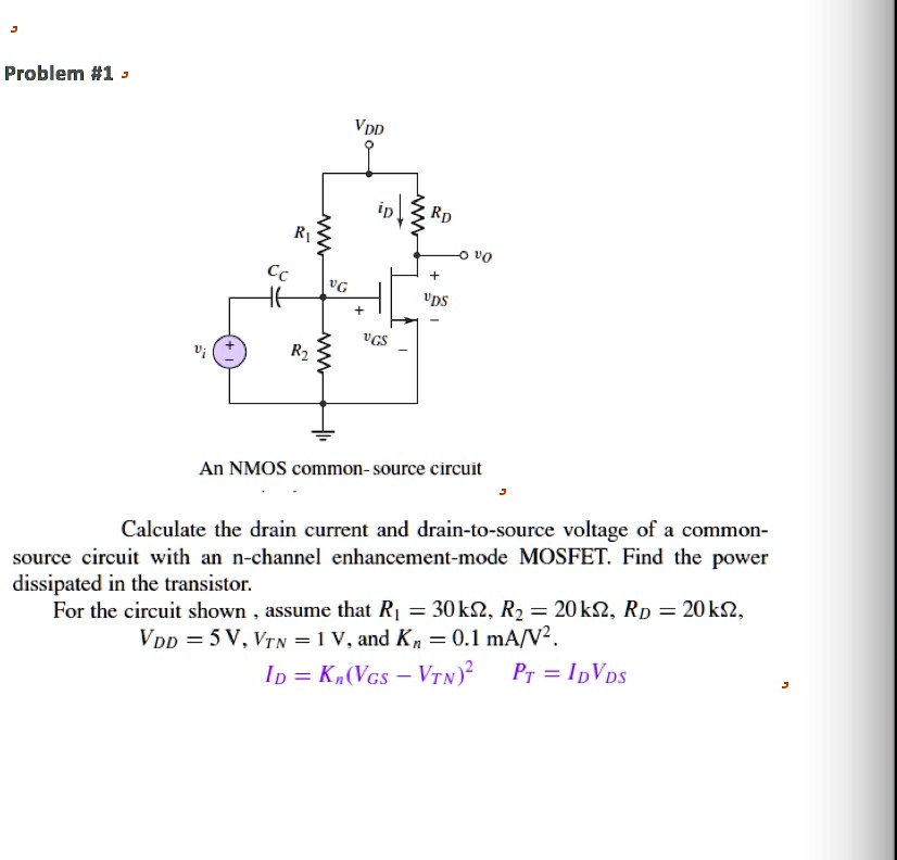 Solved Calculate The Drain Current And Drain To Source Voltage Of A
