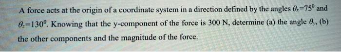 Solved A Force Acts At The Origin Of A Coordinate System In A Direction Defined By The Angles 0