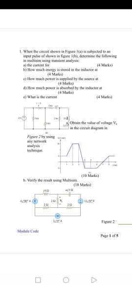 1. When the circuit shown in Figure 1(a) is subjected to an input pulse ...