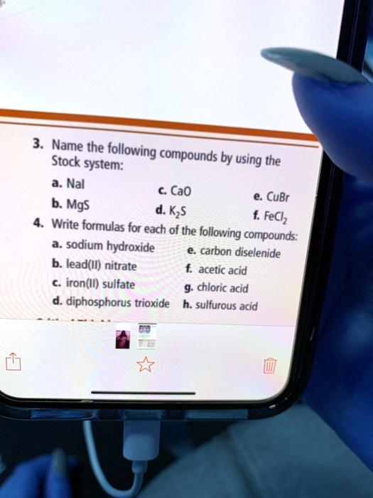 SOLVED: Name the following Stock system compounds by using the NaCl ...