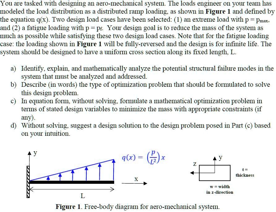 SOLVED: You are tasked with designing an aero-mechanical system. The ...
