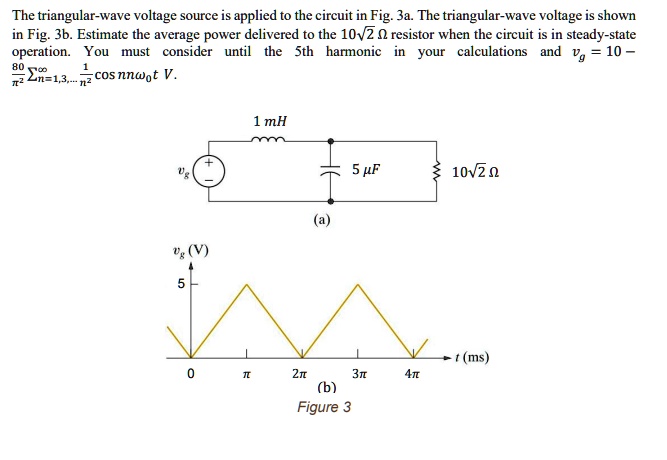 SOLVED: The triangular-wave voltage source is applied to the circuit in Fig. 3a. The triangular ...