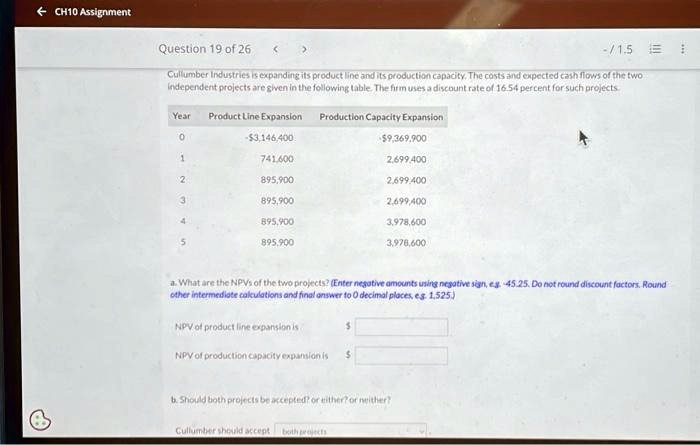 ? CH10 Assignment Question 19 of 26