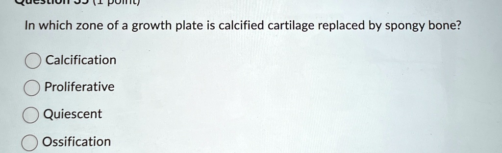 in which zone of a growth plate is calcified cartilage replaced by ...