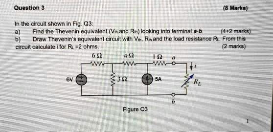 SOLVED: In the circuit shown in Fig.Q3: a) Find the Thevenin equivalent ...