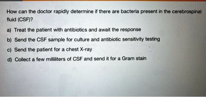 SOLVED: How can the doctor rapidly determine if there are bacteria ...