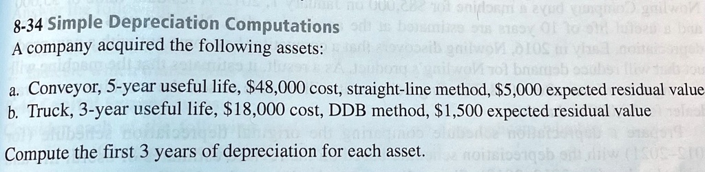 SOLVED: A company acquired the following assets: b. Truck, 3-year ...
