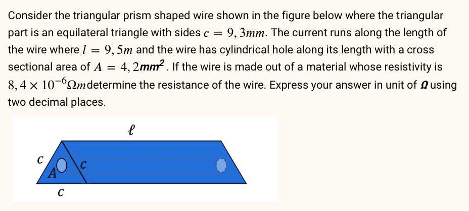 consider the triangular prism shaped wire shown in the figure below ...