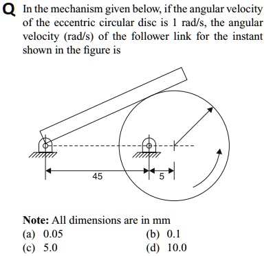 SOLVED: In the mechanism given below; if the angular velocity of the eccentric circular disc is ...