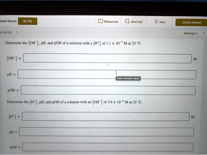 SOLVED: nent Score: 81.796 Resources Give Up? Hint check Answcr n 9 0f 20 Attempt 2 Determine ...