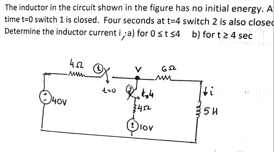 SOLVED: The inductor in the circuit shown in the figure has no initial ...