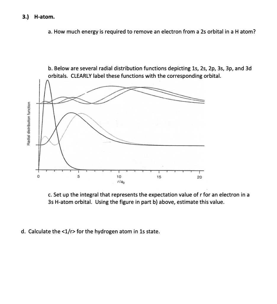 Solved 3 H Atom A How Much Energy Is Required To Remove An Electron From A 2s Orbital In A H