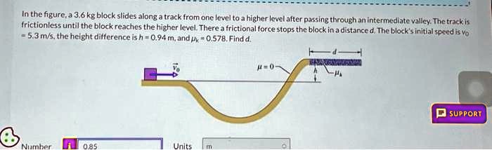 SOLVED: Q8. In the figure, a 3.6 kg block slides along a track from one level to a higher level ...