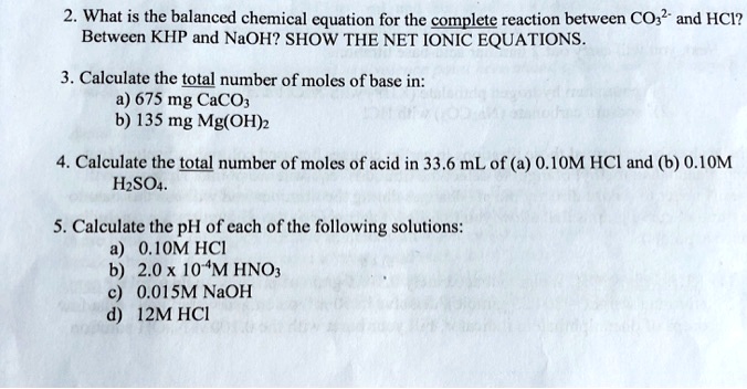 SOLVED: What is the balanced chemical equation for the complete ...