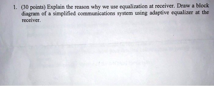 1. (30 points) Explain the reason why we use equalization at receiver ...