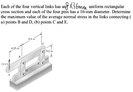 SOLVED: cross section and each of the four pins has a 16-mm diameter ...