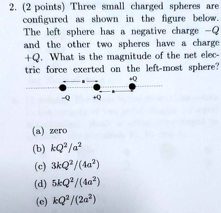 2 2 points three small charged spheres are configured a5 shown in the ...