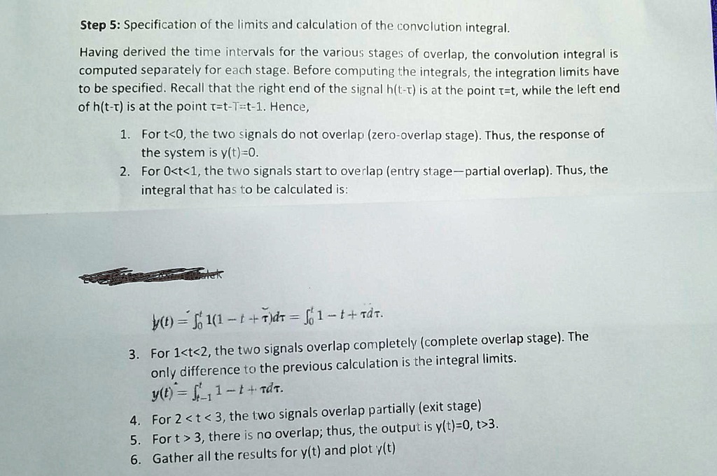 Solved Step 5 Specification Of The Limits And Calculation Of The Convolution Integral Having