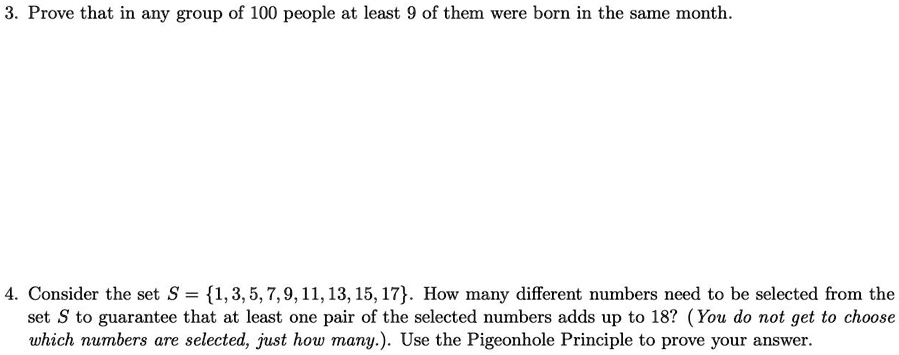 3. Prove that in any group of 100 people at least 9 of them were born ...