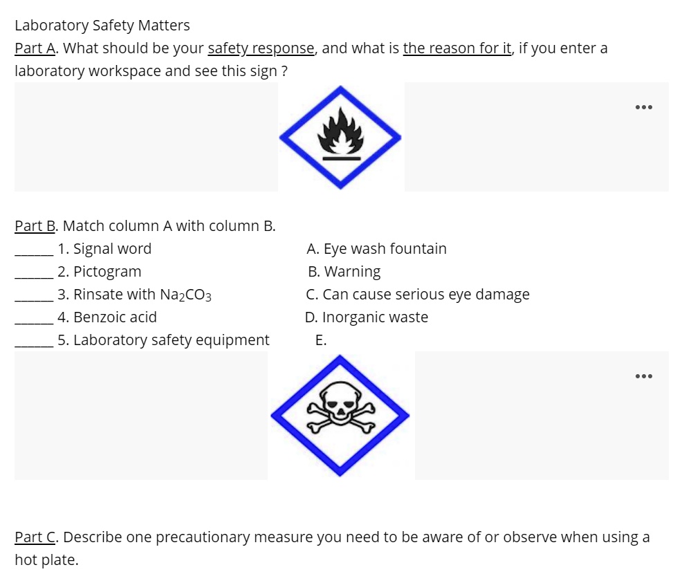 Laboratory Safety Matters Part A: What should be your safety response ...