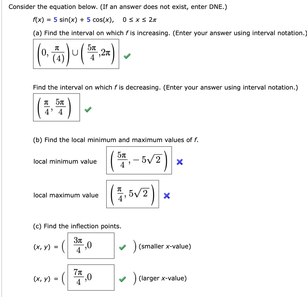 Solved Local Maximum And Minimum Value Please Consider The Equation Below If An Answer Does