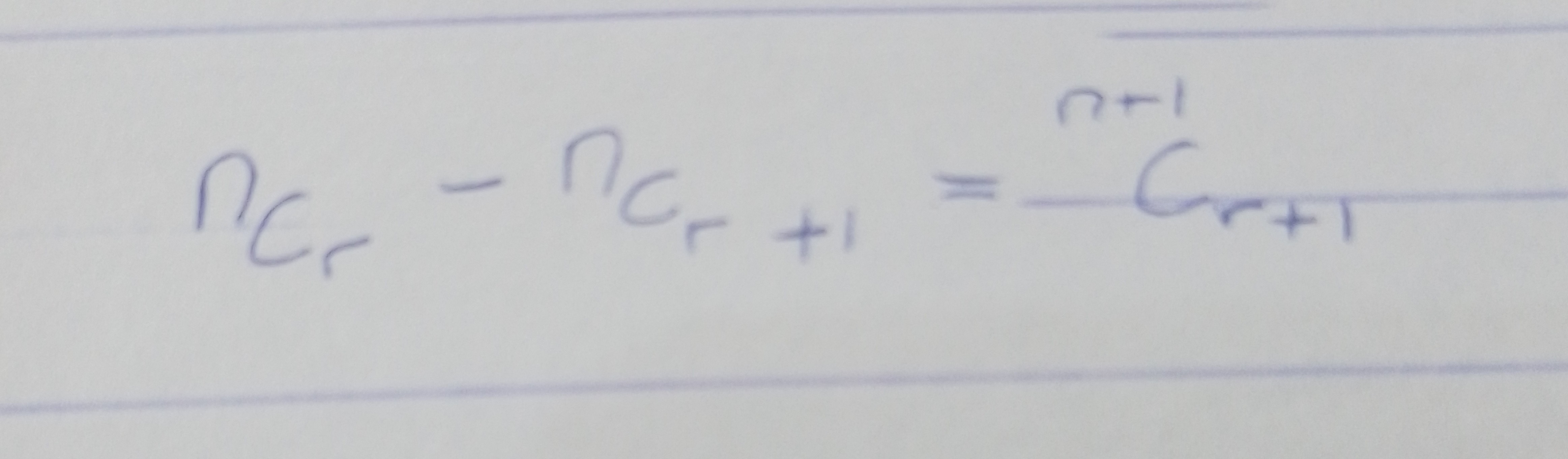 SOLVED: nCr-nCr+1=(n-1)/(Cr+1)