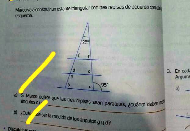 marco quiere que las tres repisas sean paralelas cuanto debe medir los ...