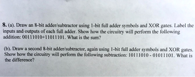 8. (a). Draw an 8-bit adder/subtractor using 1-bit full adder symbols ...