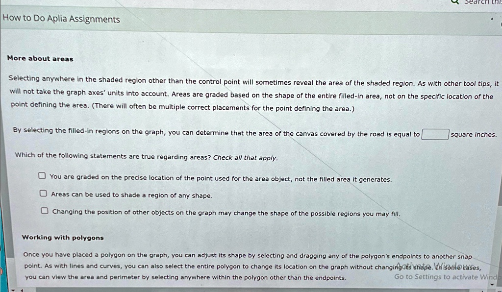 how to do aplia assignments more about areas selecting anywhere in the shaded region other than ...