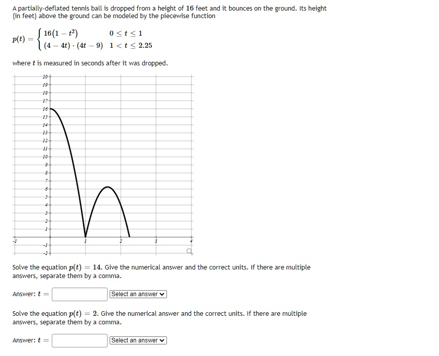 Partially-deflated tennis ball is dropped from a height of 16 feet and ...
